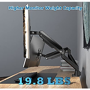 FORGING MOUNT Dual Monitor Arms - Height Adjustable Computer Monitor Desk Stand Fits 13-32'' Monitor, Full Motion Swivel Double Gas Spring Monitor Arms, Each Arm Holds Up to 19.8lbs