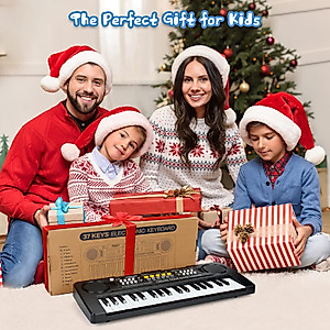 TOQIBO Kids Piano Keyboard, 37 Keys Electronic Piano for Kids Portable Multi-Function Musical Instruments Birthday Educational Gift Toys for 3 4 5 6 7 8 Year Old Boys Girls Children Beginner (Black)