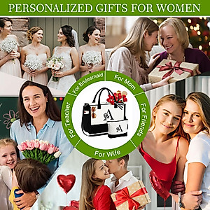 YOOLIFE Gifts for Women, Birthday Gifts for Women, Teacher Gifts, Birthday Gifts for Her Friend Teacher Mom Sister, Gifts for Women, Wife Gift, M Initial Tote Bag