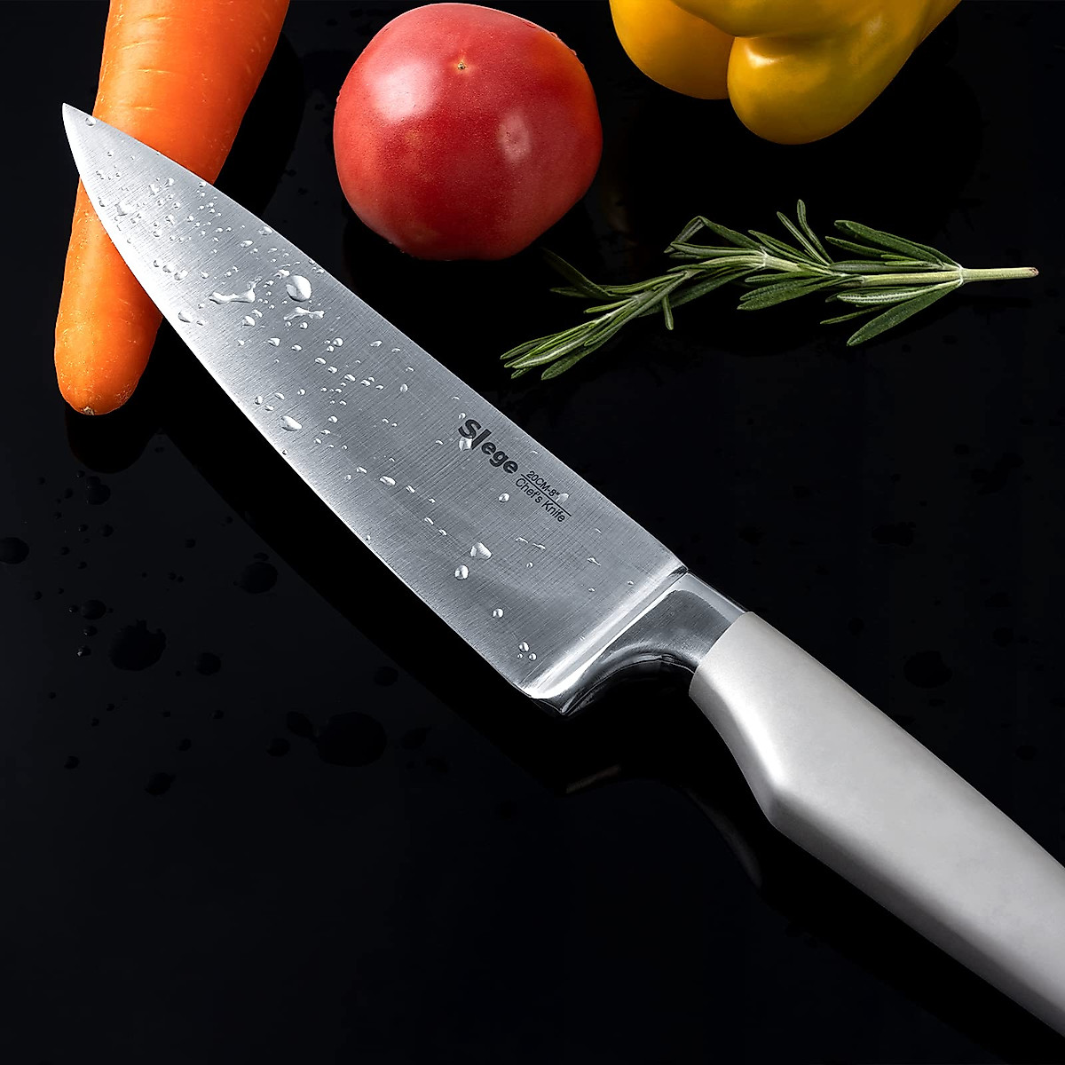 Knife Set,15 Pcs Kitchen Knife Set,Stainless Steel Knives with Wooden Block,Professional Chef Knifes Set for Kitchen,Multipurpose sharp knife,gray