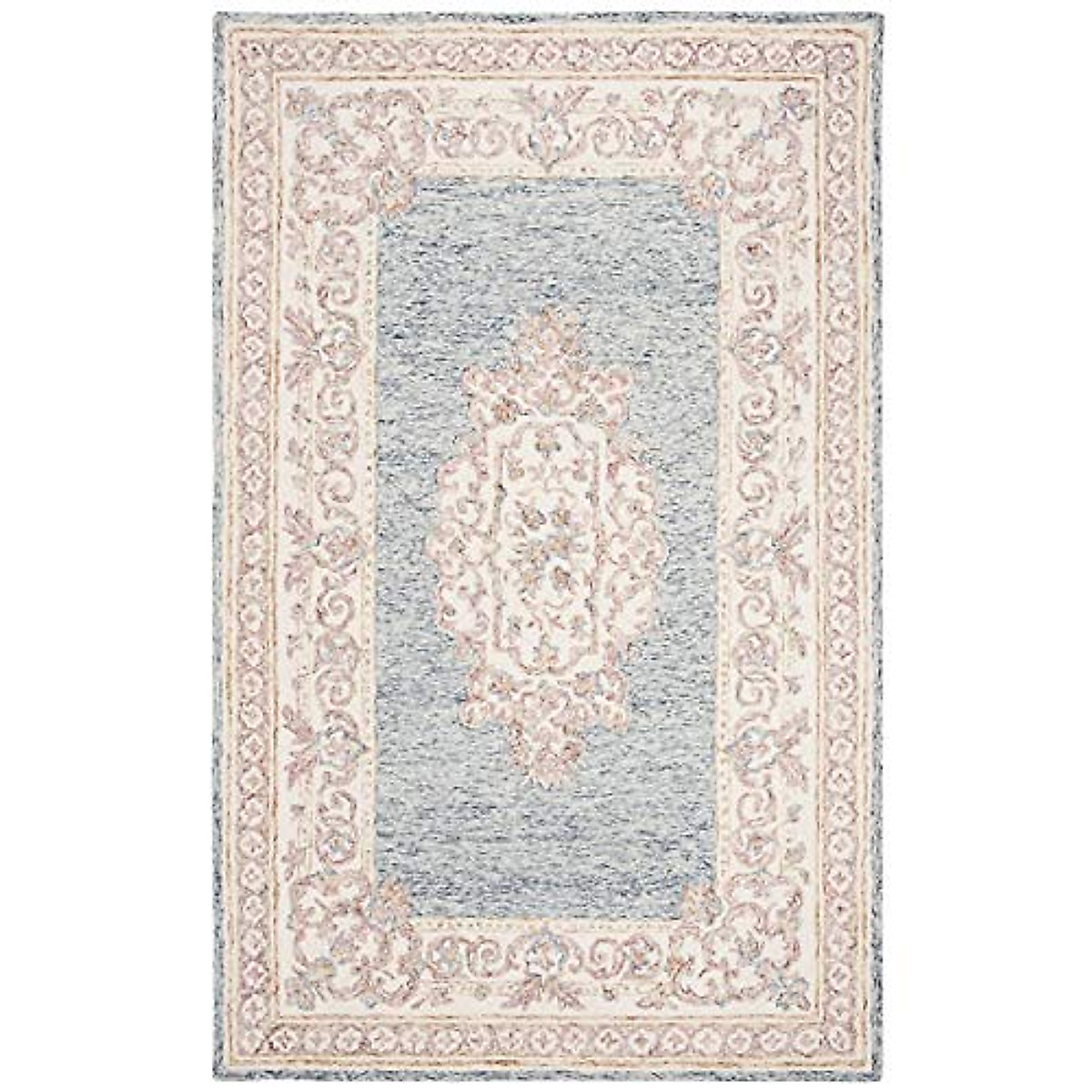 Safavieh Aubusson Collection 5' x 8' Blue/Pink AUB101M Handmade Traditional Premium Wool Area Rug