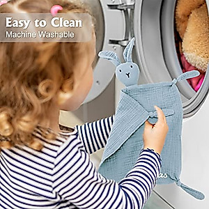 SWIMFUN Personalized Muslin Lovey Blanket, Embroidered Baby Security Blanket Bunny Comforter, Soft Sleeping Toy, Personalized Baby Gift, Custom Name