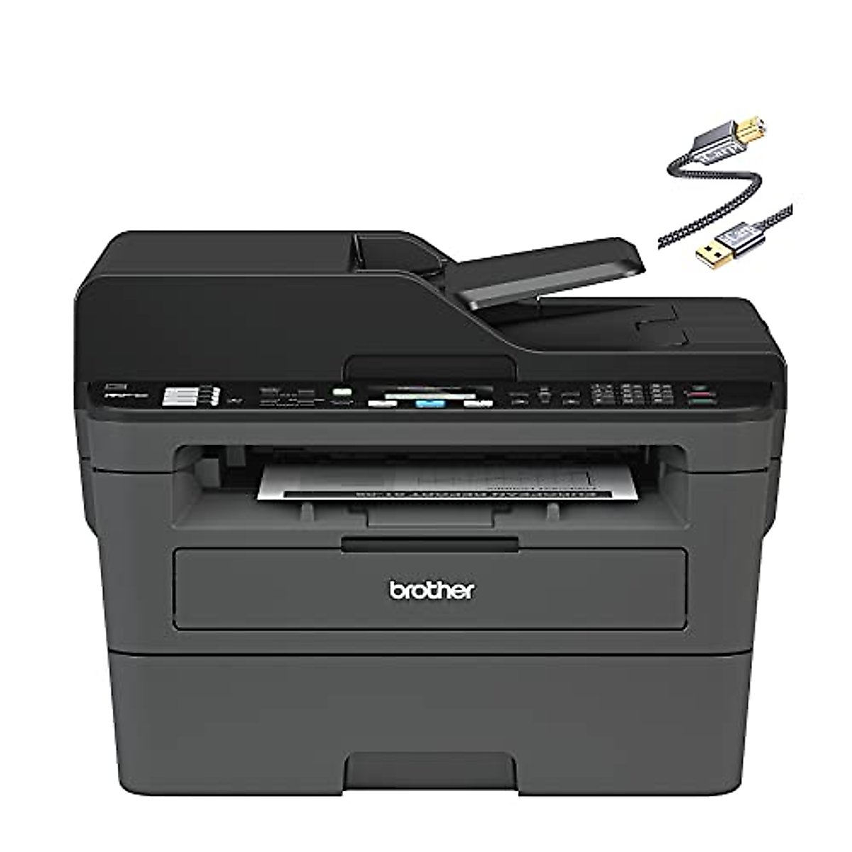 Brother MFC-L26 90DW Series Compact Wireless Monochrome Laser All-in-One Printer - Print Copy Scan Fax - Mobile Printing - Auto Duplex Printing - ADF - Print Up to 26 Pages/Min + HDMI Cable
