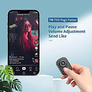 TIK TOK Bluetooth Remote Control,Kindle App Bluetooth Scrolling Page Turner for iPhone iPad Android, Camera Shutter Remote Control, 7 Buttons Support Tiktok Video Recording/Play/Pause/Give a Like