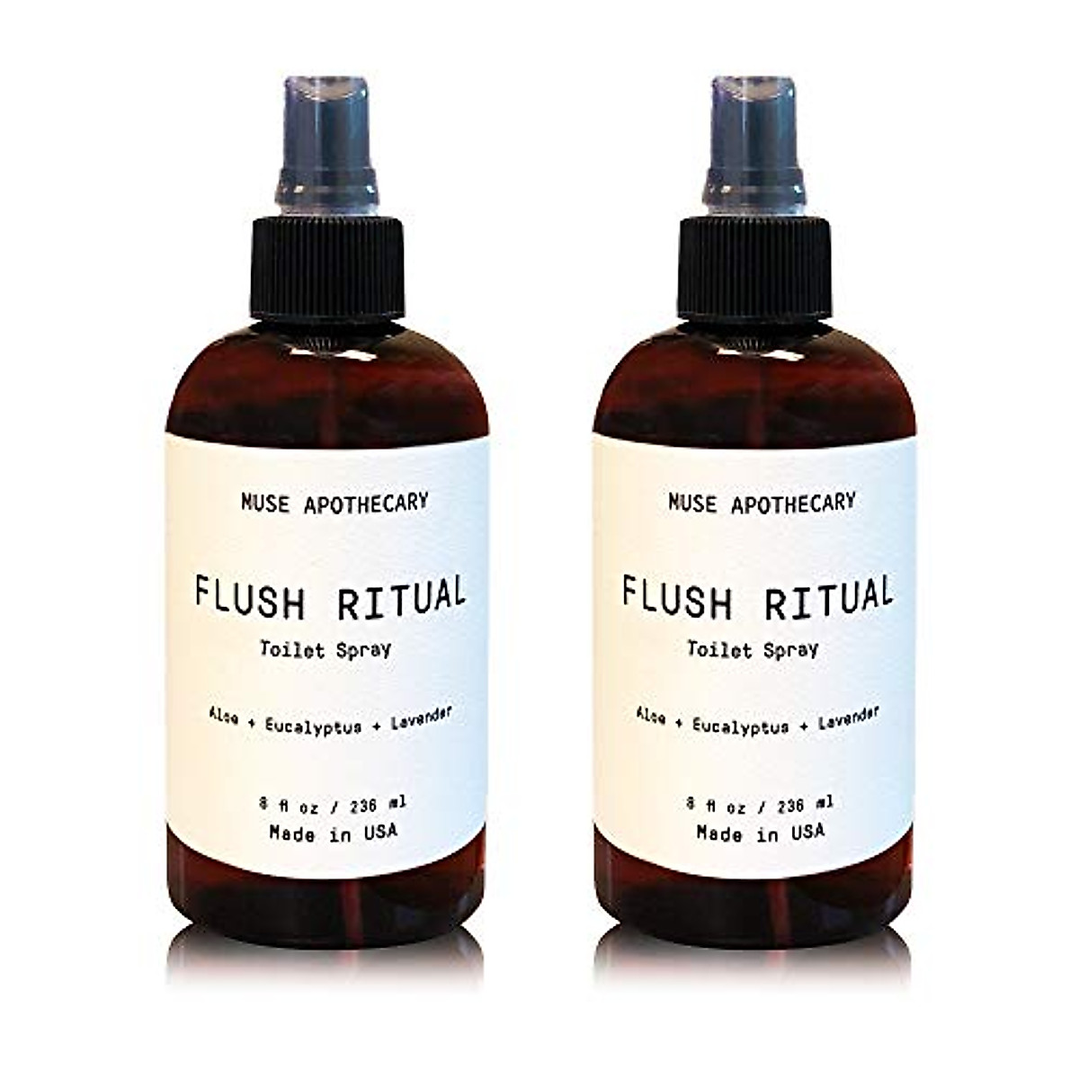 Muse Bath Apothecary Flush Ritual - Aromatic & Refreshing Toilet Spray, Use Before You Go, 8 oz, Infused with Natural Essential Oils - Aloe + Eucalyptus + Lavender, 2 Pack