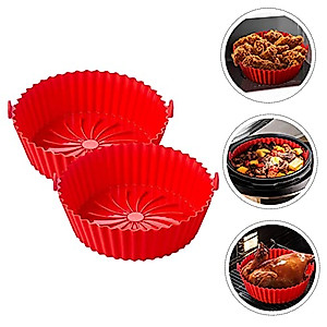 Luxshiny 2pcs Silicone Pad Air Fryer Ovens Washable Silicone Mat Air Fryer Basket for Oven Air Fryer Tray Air Fryer Oven Tray Airfryer Liners Oven Liners Air Fryer Accessories Baking Liners