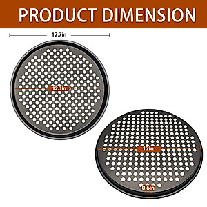 NBFTLTOP Non-Stick Pizza Pans, 12 Inch Carbon Steel Pizza Baking Pans with Holes for Oven Baking Supplies, Set of 2