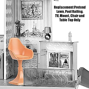 Replacement Parts for Barbie Dreamhouse Playset - FHY73 ~ Replacement Lawn, Pool Railing, TV, Mount, Chair and Table Top