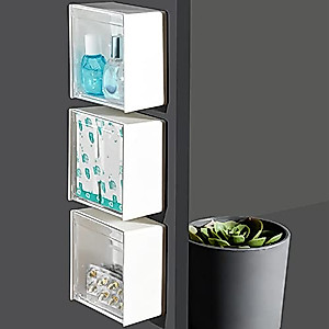 VALINK Holder Dispenser for Cotton Ball, Wall-mounted Flip-top Organizer Multifunctional No Drilling Cotton Buds & Make Up Pad Dispenser for Home & Office (1PC/3PCs)