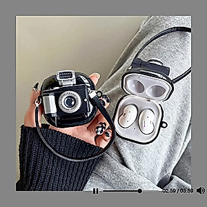 Compatible with Samsung Galaxy Buds2 pro(2022)/Galaxy Buds Live/Galaxy Buds pro/Galaxy Buds 2 Charging Box,3D Camera Can Light Up Silicone Earphone Case with Keychain