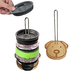 Faunayo 2 Packs Revolutionary Tumbler Lid Organizer, Detachable Bamboo Cup Lid Organizer, Vertical Storage for 10 Lids and More, Keep Kitchen Cabinets Clutter-Free and Countertops Organization