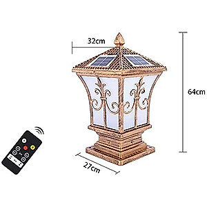 Outdoor Lamp Post Light Fixture Exterior Pole Lantern Solar Waterproof Column Headlights, Home Garden Community Lawn Lights, Die-cast Aluminum Anti-rust Lighting Lights,acrylic Lamp Shade Landscape Li