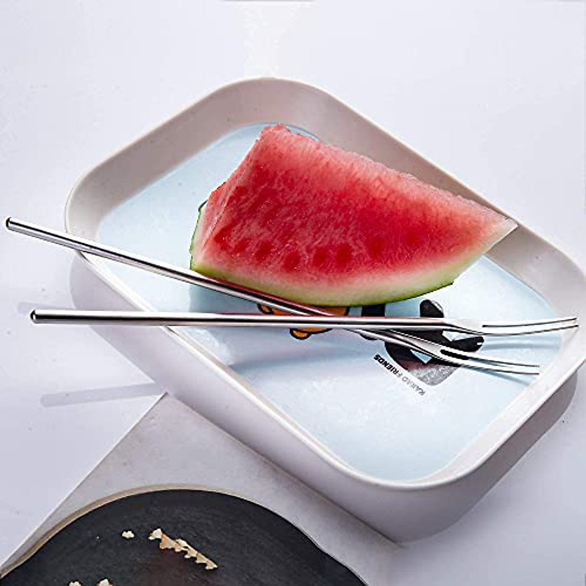 IMEEA Pickle Forks 8.85-Inch Long Handle Olive Fork Picks SUS304 Stainless Steel Pickle Forks for Jar, Set of 2