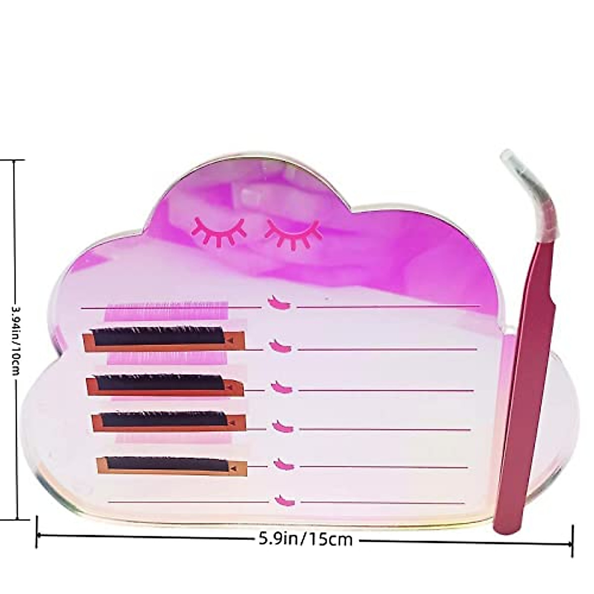LIXIMMAZN Dazzling Eyelash Grafting Pallet, Acrylic Lash Tile holder, Makeup Palette Eyelash Extensions Storage Gasket Pads with Suction for Tweezers (Cloud-Shaped C)