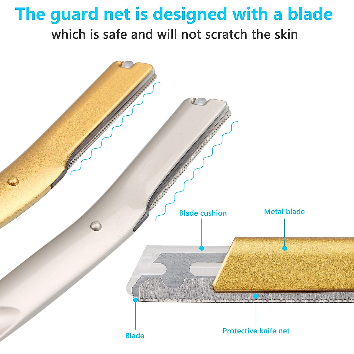 Dermaplaning tool, Stainless steel eyebrow trimmer, Women Facial Razor for Hair Removal, Scraper hair removal knife, Set of 2