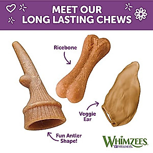 WHIMZEES by Wellness Rice Bone Natural Dog Dental Chews, Long Lasting Treats, Grain-Free, Freshens Breath, For Dogs 25-60 lbs, 9 count