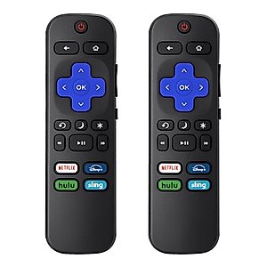 (Set of 2) Replacement Remote Controls Exclusively for Roku TV: Compatible with TCL, Hisense, Onn, Sharp, Element, Westinghouse, and Philips Roku Series Smart TVs (Not for Roku Stick or Box)