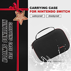 Glamgen Carrying Case for Nintendo Switch/OLED,Large Protective Travel Hardshell Storage Bag with 16 Game Cartridges for Switch Console, Pro Controller, Accessories Switch Dock,Black