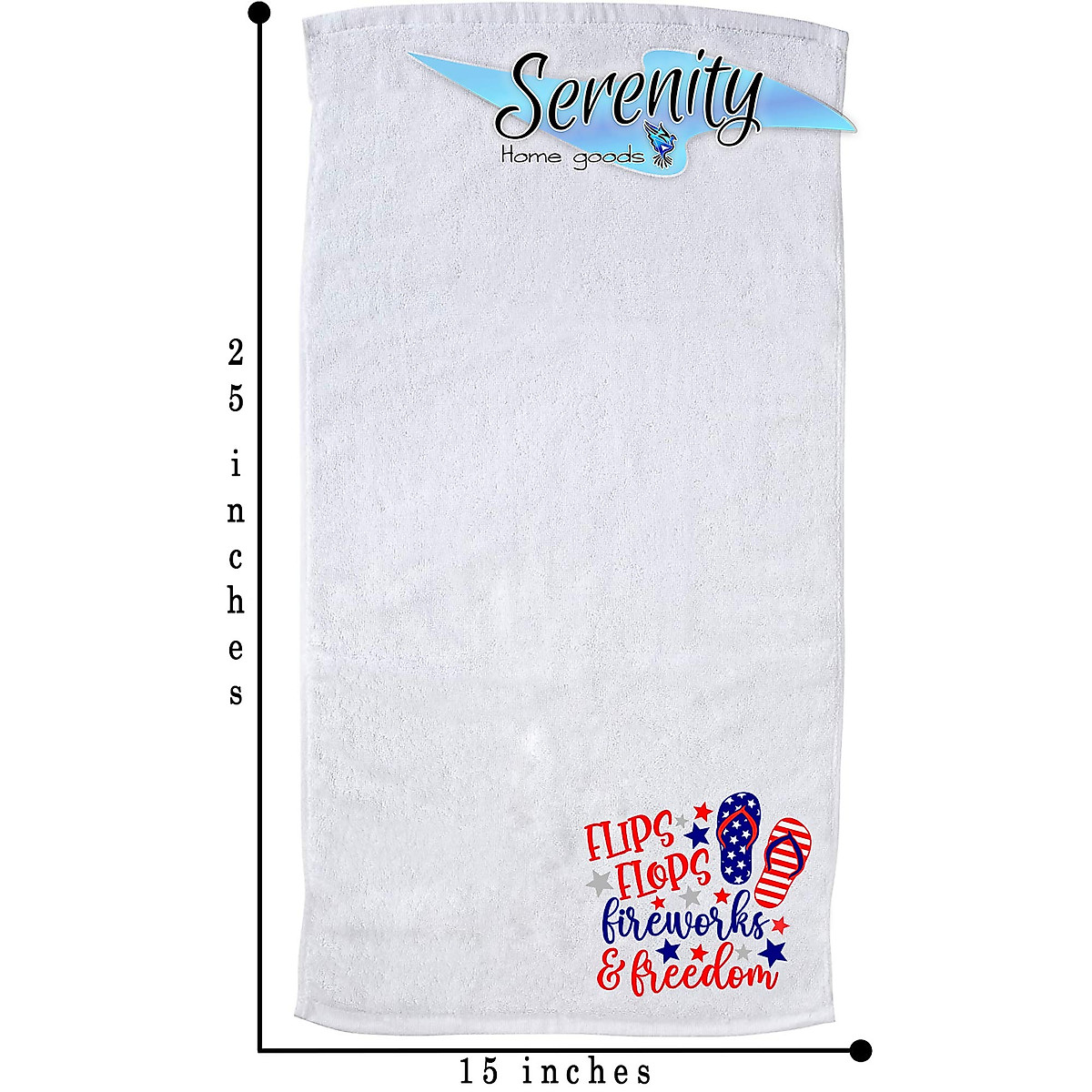 4th of July Summer Home Decor Decorative Kitchen and Bath Hand Towels | Flip Flops Fireworks Freedom | Red White and Blue Towel Home Holiday USA Decorations