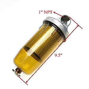 iFJF 496 Fuel Tank Filter Assembly Replacement for Gasoline and Diesel Water Separate 30 Micron Max 25gpm 150psi with Zinc 1" NPT Top Cap