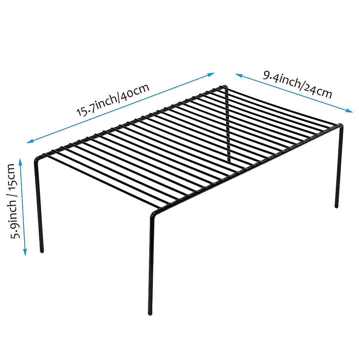iPEGTOP 6 Pack Large (15.7 x 9.4 Inch) Freezer Cabinet Storage Shelf Rack, Rustproof Stainless Steel Kitchen Organizer Space Saver for Fridge Pantry Shelves Countertops - White