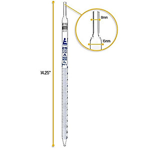 EISCO Serological Pipette, 25ml - Class A, Tolerance ±0.100ml - Blue Graduations - Color Code, White - Calibrated for Delivery to Jet - Borosilicate Glass