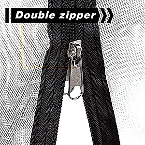 LooDro Square Patio Umbrella Mosquito Nets 10 x 10 x 7.5ft,Polyester Umbrella Netting with Zipper Door and Adjustable Rope,Fits 8-10ft Outdoor Umbrellas and Patio Tables (Black)