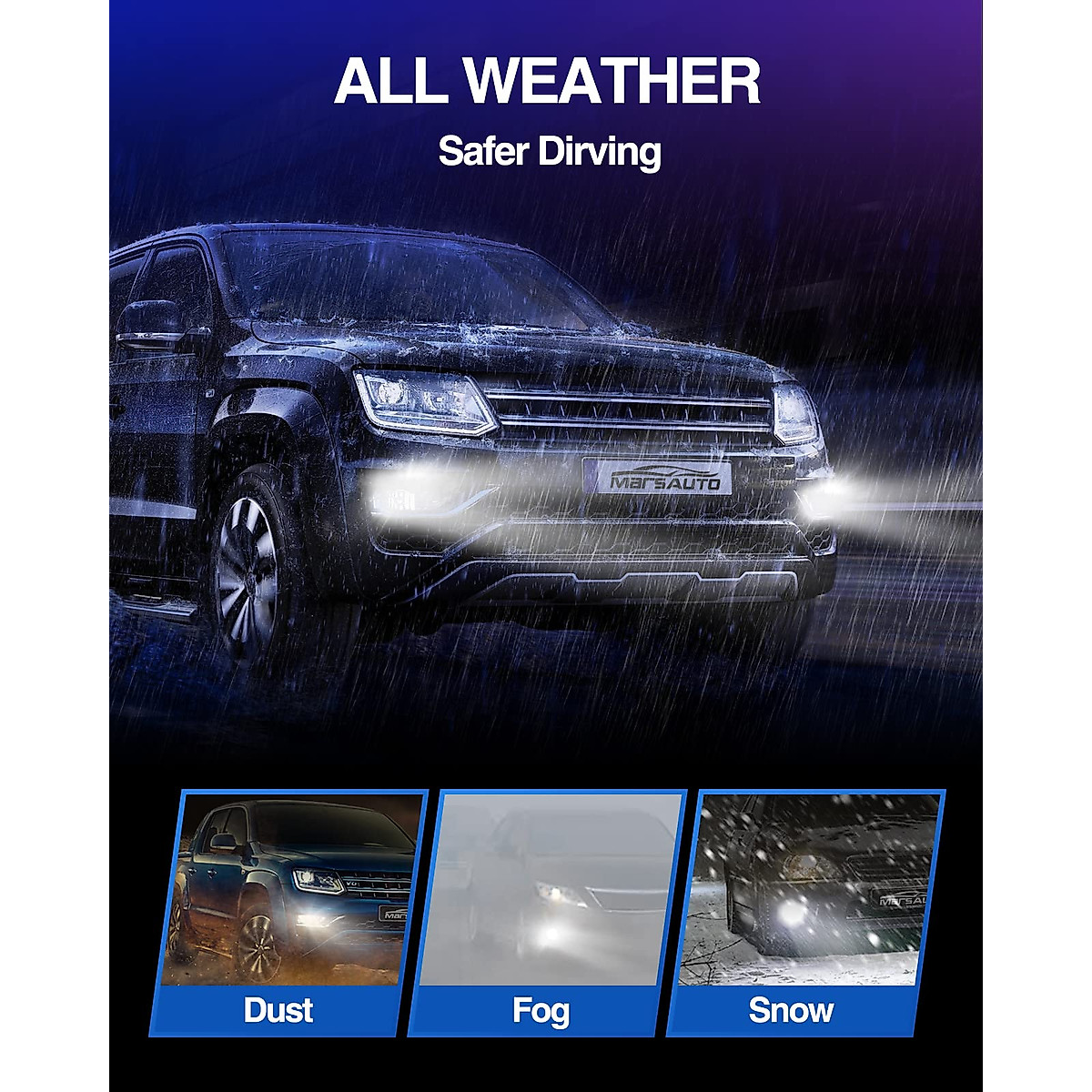 Marsauto H11 H8 H16 LED Fog Light Bulbs, 6000k Xenon White, Superior Bright CSP Chips 360-degree Illumination DRL, Halogen Bulbs Replacement for Cars,Trucks,SUVS