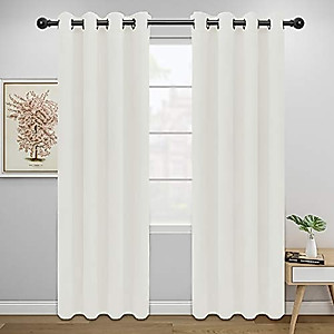 Easy-Going Blackout Curtains for Bedroom, Solid Thermal Insulated Grommet and Noise Reduction Window Drapes, Room Darkening Curtains for Living Room, 2 Panels(52x84 in,Ivory)
