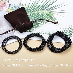 CHCCOYE 4mm Natural Healing Gemstone Bracelet Handmade Yoga Stretch Elastic Bracelet Stress Relief Crystal Jewelry for Men and Women (4mm, Black Onyx)