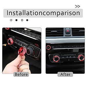 3 Pcs Car Aluminum Alloy Rear View Mirror Adjustment and Volume Knob Cover Trim Compatible with Toyota Supra GR A90 A91 MK5 2018 2019 2020 2021 2022 2023 2024 BMW Series 1 2017 2018 2019 2020 (Red)