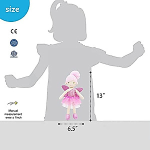 June Garden 12" Enchanted Garden Fairy Doll Elida - Plush Stuffed Soft Doll Girl Gift - Pink Outfit and Wings