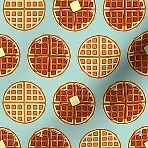 Spoonflower Fabric - Dark Mint Waffle Breakfast Food Printed on Petal Signature Cotton Fabric by The Yard - Sewing Quilting Apparel Crafts Decor
