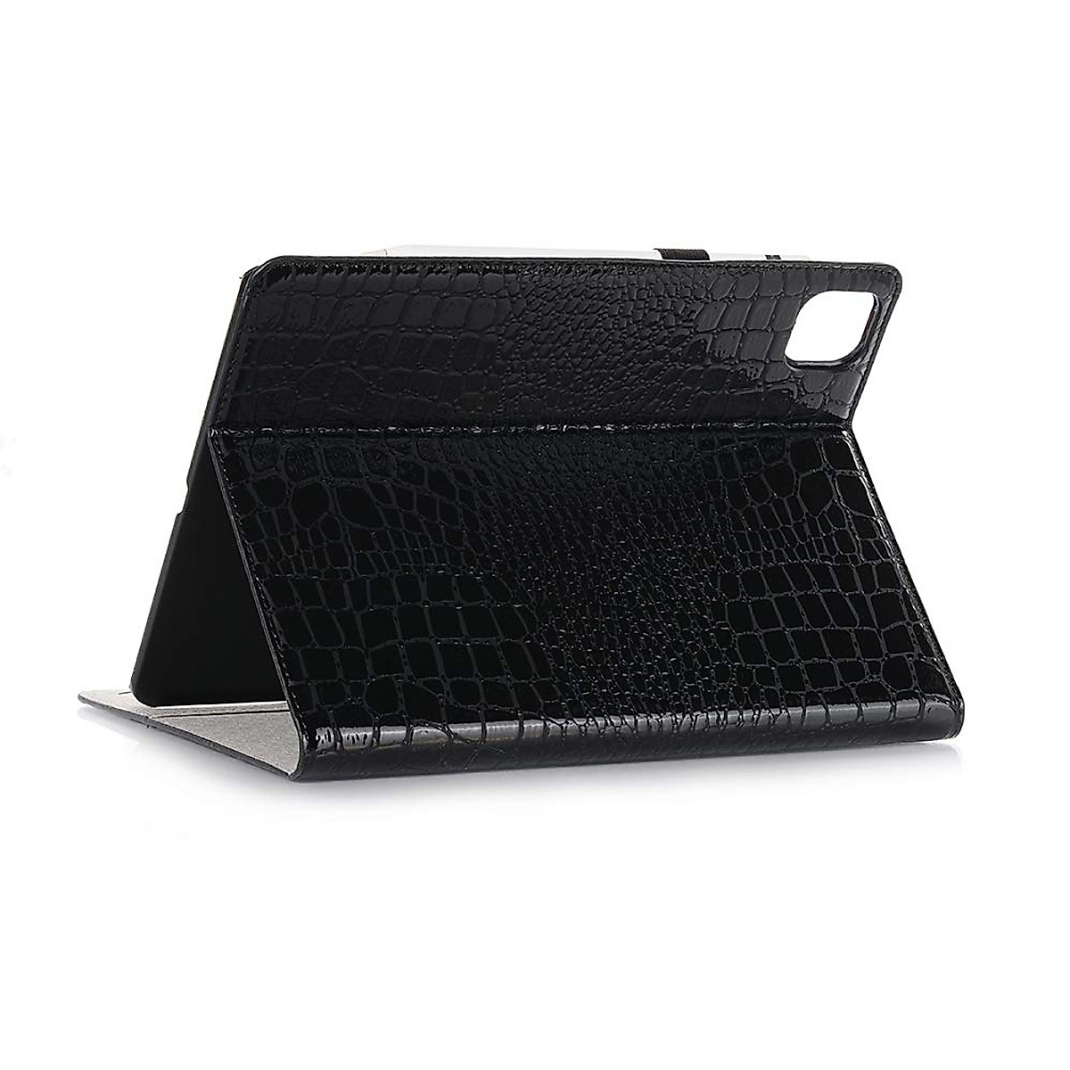 iPad Pro-6/5/4/3 (11'') Case for Women, iPad Air-6th (11'') Air-5th Air-4th (10.9'') Case, DMaos Crocodile Synthetic Leather Folio Smart Cover with Card Pencil Holder, Auto Sleep Wake - Black