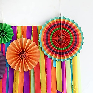 Fiesta Party Decorations with Paper Fans, Mexican Fiesta Cinco De Mayo Streamer Picado Banner Backdrop for Fiesta Taco Party Wedding Bridal Baby Shower Birthday Party Supplies