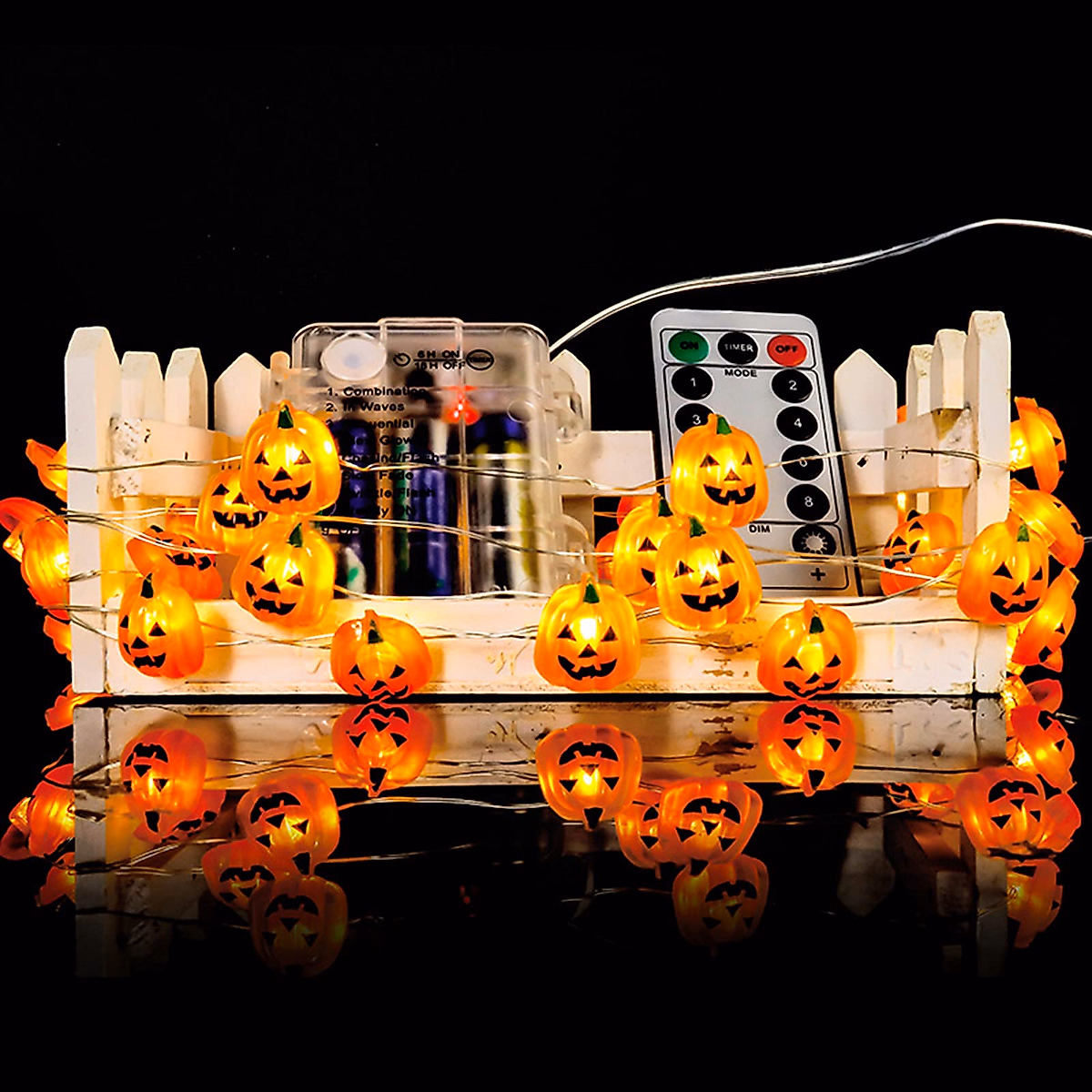 Halloween Decorations Outdoor, LED Pumpkin Lights, Battery Operated with Waterproof 8 Modes Twinkle Lights, for Halloween Party Home Garden Tree Porch Decoration