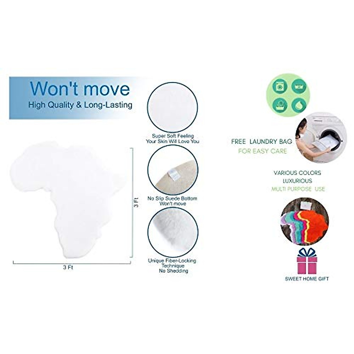 Lith African Map Faux Rabbit Fur Area Rug & Throw - Client Call It Impactful Gift- Soft Plush Luxurious Chair Couch Sofa Bed Cover or Nursery Floor - 3x3 ft (Orange)