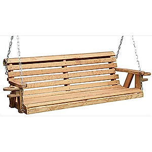 Amish Heavy Duty 800 Lb Roll Back 5ft Porch Swing with Cupholders - Made in USA