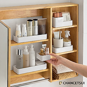 6 Pcs Stackable Drawer Organizer Set Desk Drawer Dividers, Bathroom Vanity Cosmetic Makeup Trays , Multipurpose Plastic Storage Bins for Jewelries, Kitchen Gadgets and Office Accessories, White