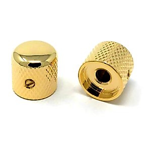 Vintage Forge Gold Metal Dome Knobs for Electric Guitar and Bass (Set of 2) 6mm Shaft with Set Screw DK50M-GLD