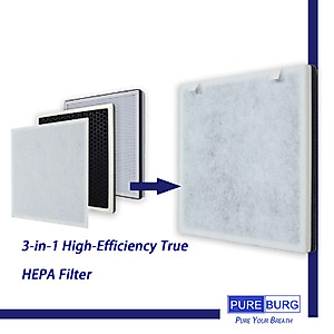PUREBURG IC-5018 Replacement True HEPA Filter Compatible with InvisiClean Aura IC-5018 Aura II IC-5018 Sensa IC-5120 Air Purifiers,H13 Activated Carbon,2-Pack
