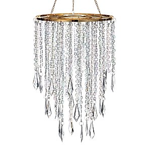 Cioceen Acrylic Chandelier Ceiling Light Shade Beaded Hanging Pendant Lampshade with Gold Frame for Bedroom for Wedding Party H12.9 X W8.7 3 Tiers