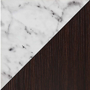 Convenience Concepts Newport Serving Bar, White Faux Marble/Espresso