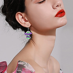 QUPENGXU Novelty Aliens Acrylic Drop Dangle Earrings Cartoon Cosmos Weird Earrings For Women (style-2)