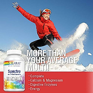 Solaray Spectro Multivitamin with Iron | Cal/Mag, Energizing Greens & Herbs with Digestive Enzymes (60 Serv, 360 CT)