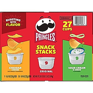 Pringles Potato Crisps Chips, Lunch Snacks, On-the-Go Snacks, Snack Stacks, Variety Pack, 19.3oz Box (27 Cups)​​