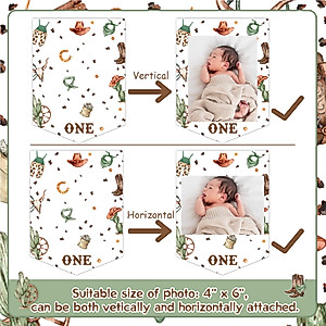 Cowboy 1st Birthday Photo Banner, Western Cowboy Cowgirl Themed Growth Record Photo Banner from Newborn to 12 Months, Monthly Milestone First Bday Party Decorations Supplies…