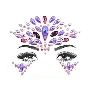 face jewels festival for women mermaid purple face gems glitter halloween Rhinestone Face tattoo Eyes face body temporary tattoos for edm music festival (S056)