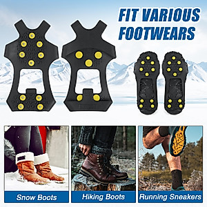 Ice Cleats Snow Traction Cleats Crampons for Shoe and Boots Non-Slip Overshoe for Walking on Snow and Ice Rubber Walking Cleats Anti Slip Crampons