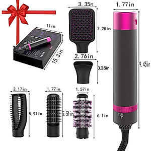 Hot Air Brush Hair Dryer Brush - 5 in 1 Hair Dryer Hot Air Brush Styler Blow Dryer Brush in One,Negative ​Ion/1200W/3 Temp/,One Step Hair Dryer and Styler for Straightening/Curling/Volumizer (Black)